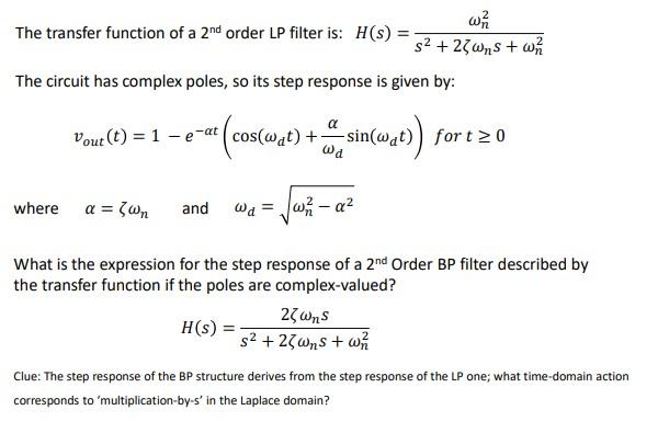 Solved The transfer function of a 2nd order LP filter is: | Chegg.com