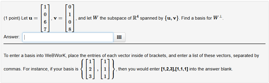 Solved (1 point) Let L be the line spanned by in R3 Find a | Chegg.com