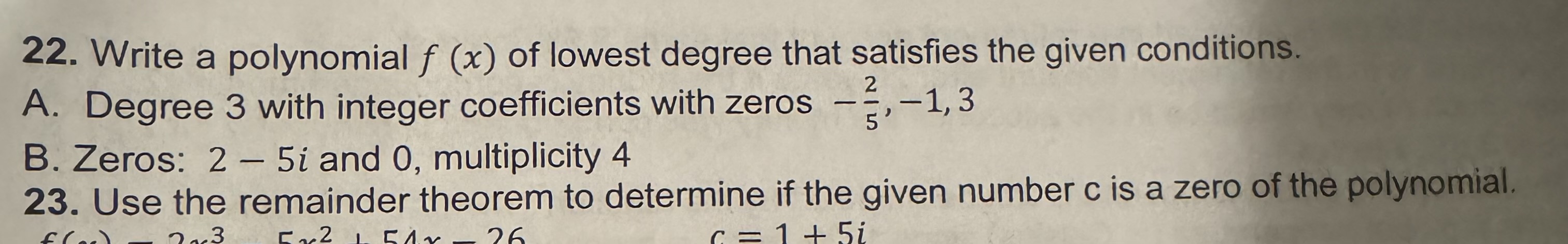Solved Write a polynomial f(x) ﻿of lowest degree that | Chegg.com