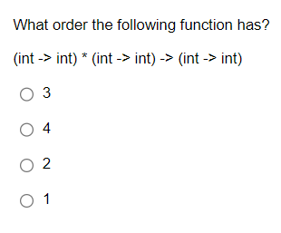 Solved What order the following function has? (int → int) * | Chegg.com