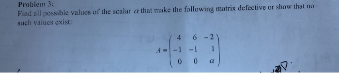 Solved Problem 3: Find all possible values of the scalar α | Chegg.com