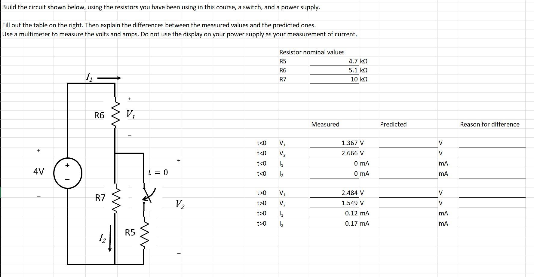 Solved Build the circuit shown below, using the resistors | Chegg.com
