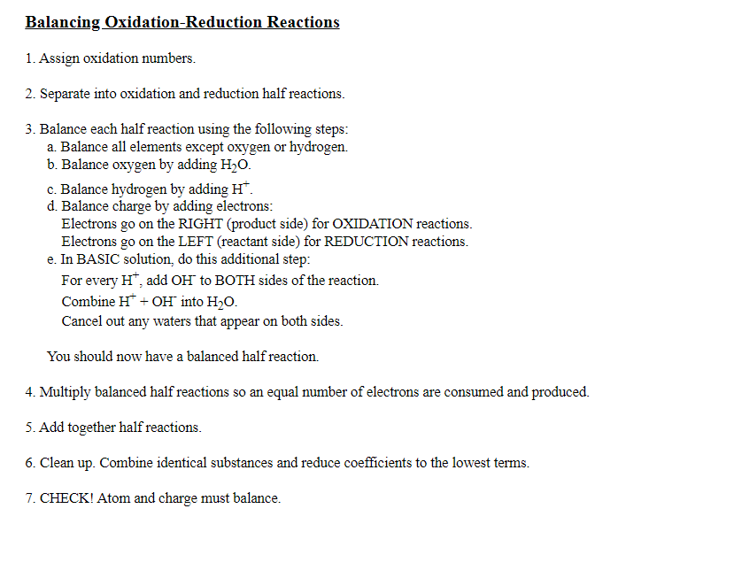 Solved Balancing Oxidation-Reduction Reactions 1. Assign | Chegg.com
