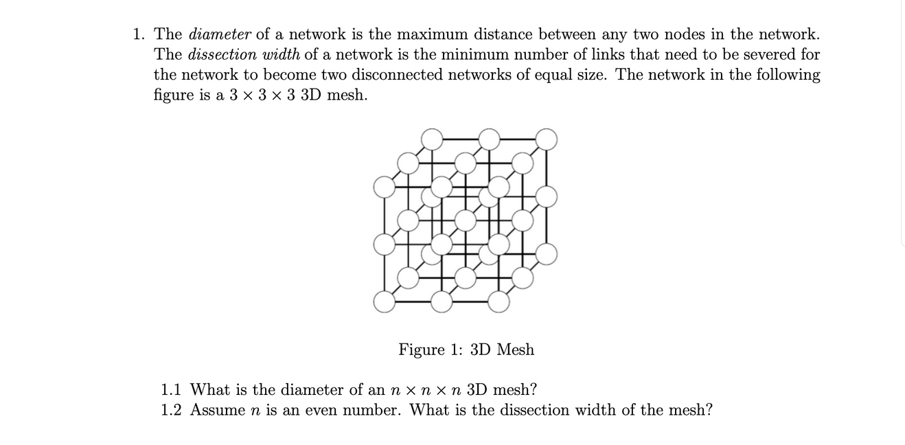 Solved 1. The diameter of a network is the maximum distance | Chegg.com