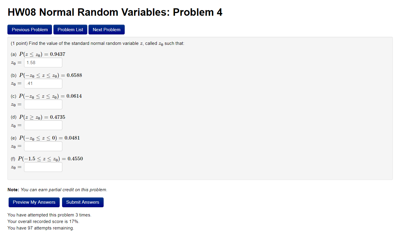 Solved HW08 Normal Random Variables: Problem 4 Previous | Chegg.com