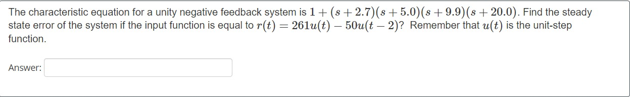 Solved The characteristic equation for a unity negative | Chegg.com