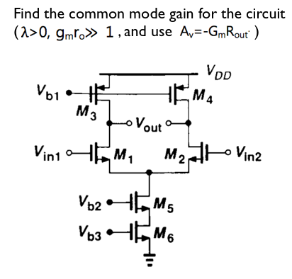 Solved Find the common mode gain for the circuit (X>0, | Chegg.com