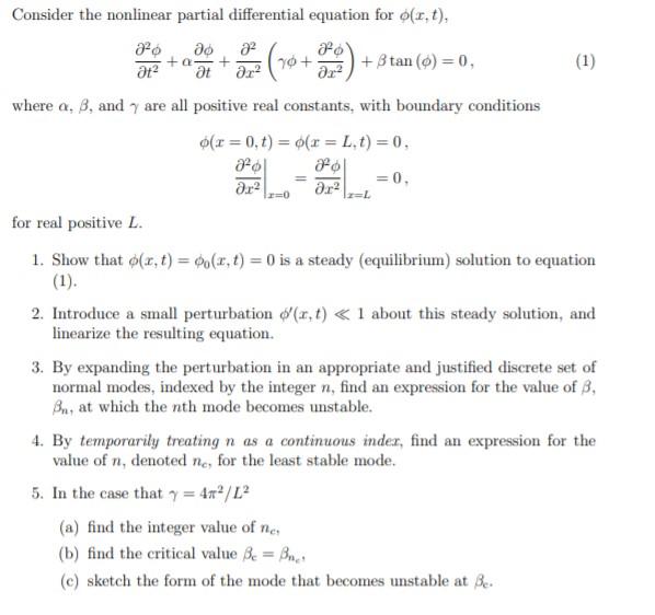 a2 ət? (16+ **) (1) Consider the nonlinear partial | Chegg.com