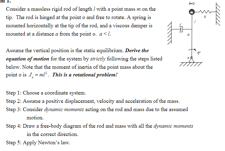 Solved Consider a massless rigid rod of length I with a | Chegg.com