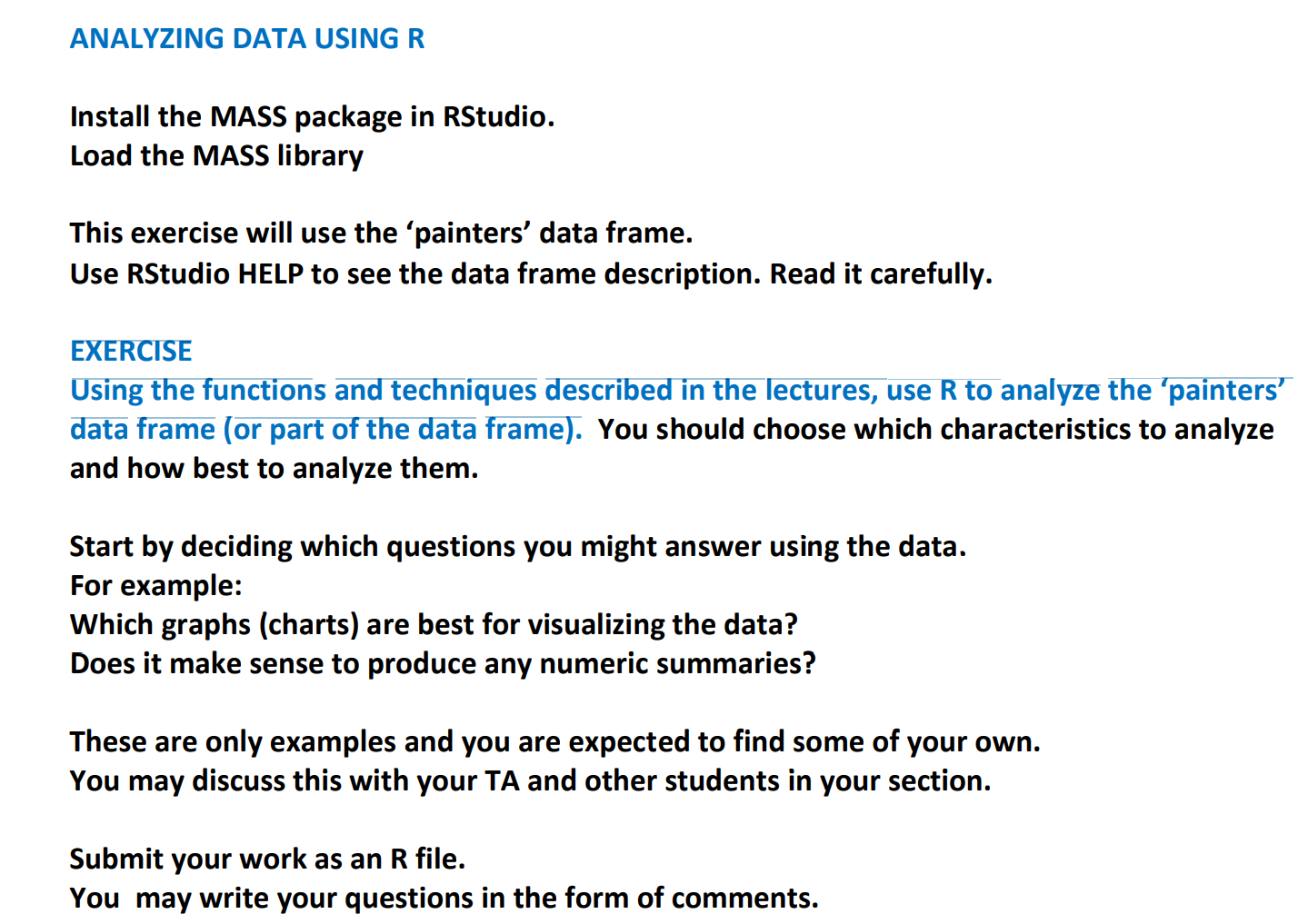 ANALYZING DATA USING R Install the MASS package in | Chegg.com