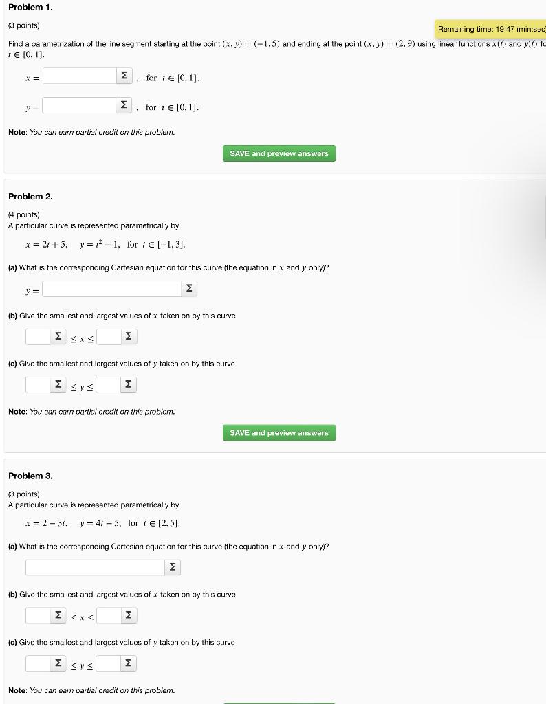 Solved Find A Parametrization Of The Line Segment Starting