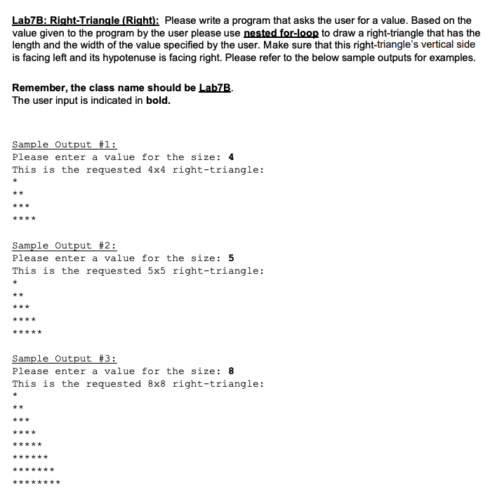 Solved Lab7B: Right-Triangle (Right): Please write a program | Chegg.com