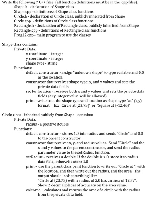 Solved Write The Following 7 C Files All Function 