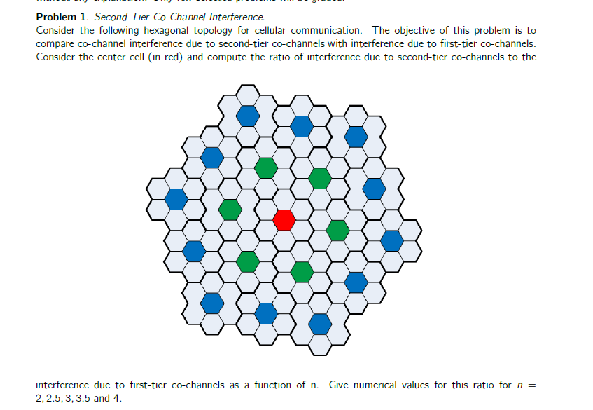 Problem 1. Second Tier Co-Channel Interference. | Chegg.com