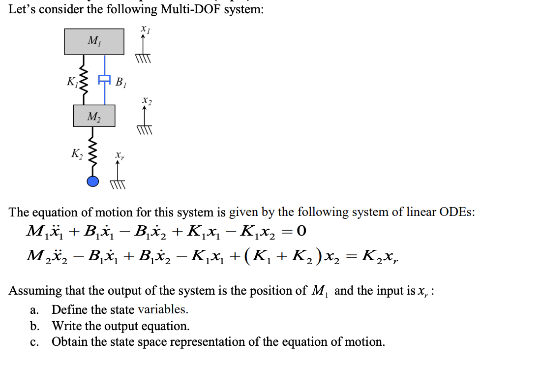 Solved Let's consider the following Multi-DOF system: X1 M | Chegg.com