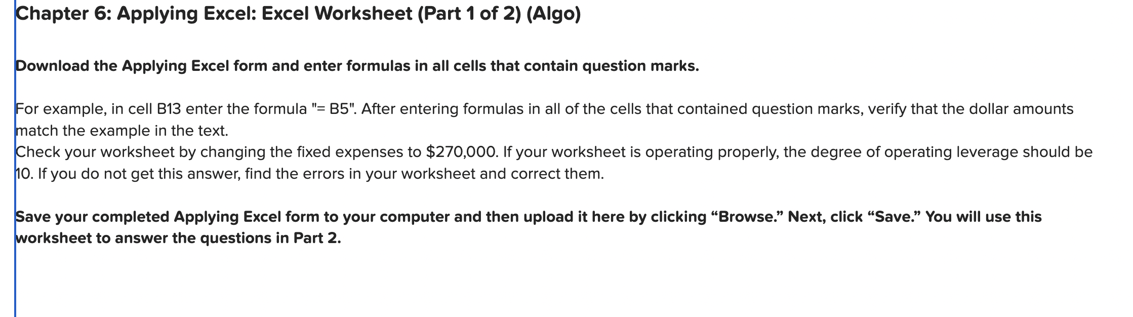 Solved Chapter 6: Applying Excel: Excel Worksheet (Part 1 of | Chegg.com