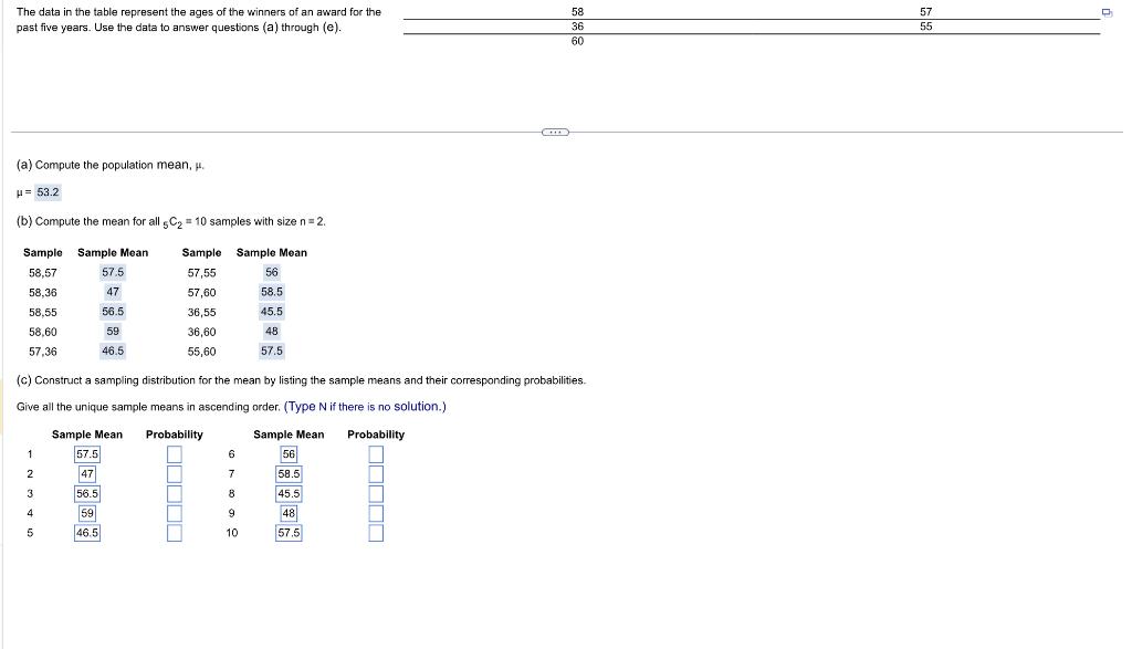 Solved The data in the table represent the ages of the | Chegg.com