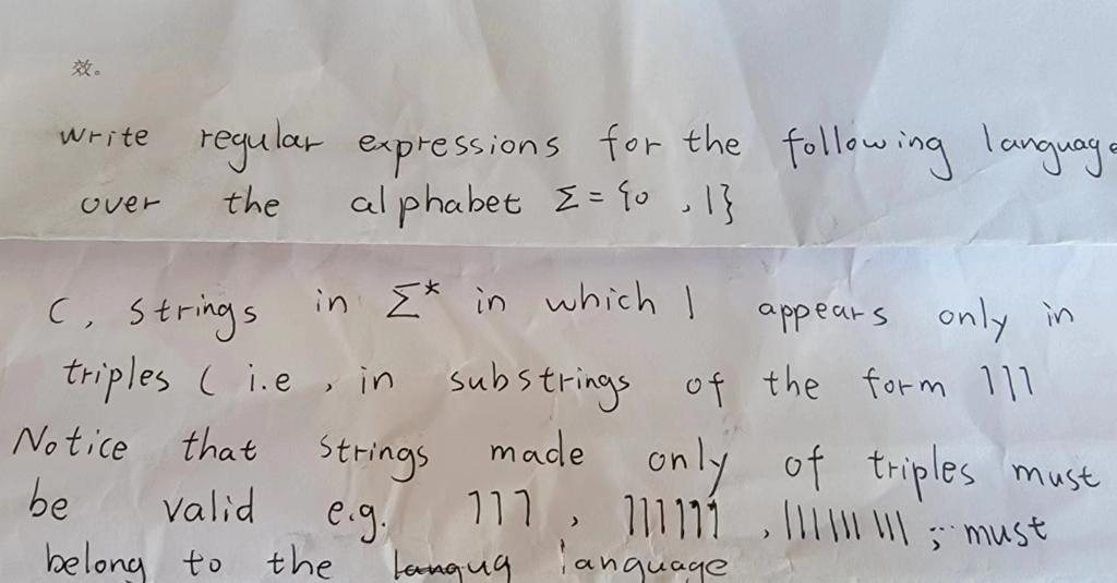 Solved write regular expressions for the following language | Chegg.com