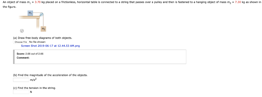 Solved An object of mass m 3.70 kg placed on a frictionless, | Chegg.com