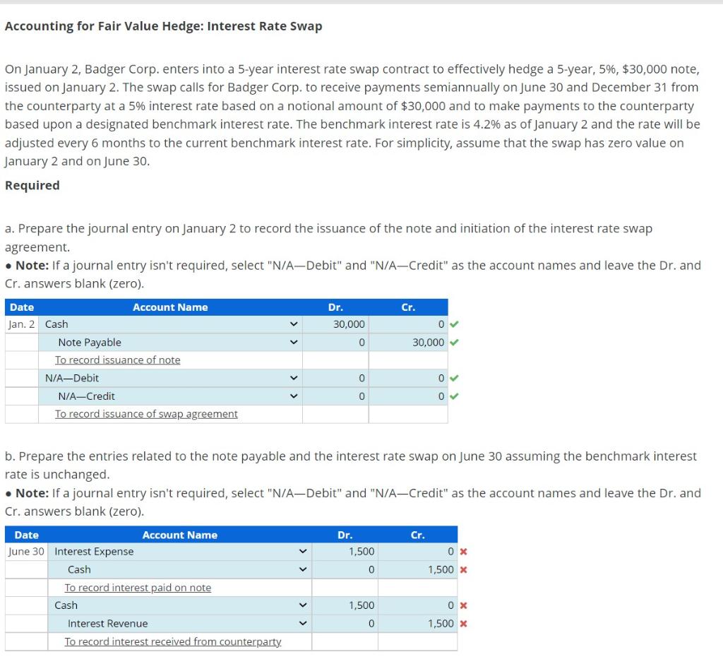 Solved Accounting for Fair Value Hedge: Interest Rate Swap | Chegg.com