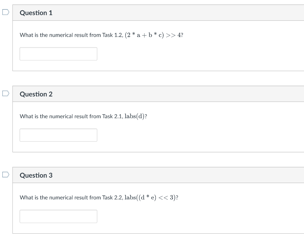 Solved What is the numerical result from Task | Chegg.com