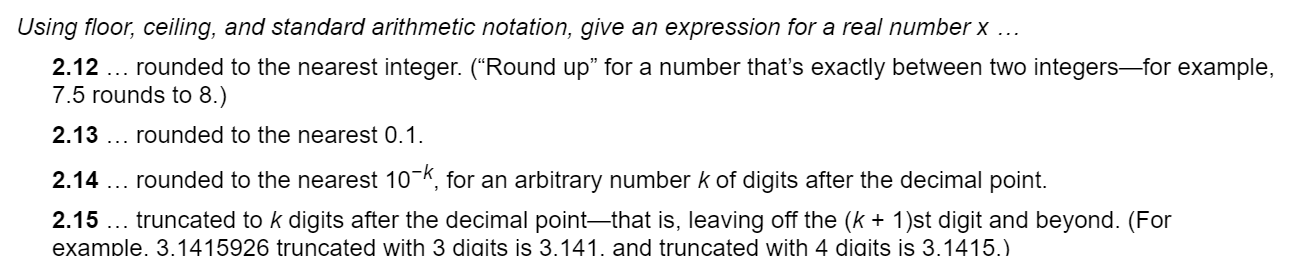 Solved Using floor, ceiling, and standard arithmetic | Chegg.com