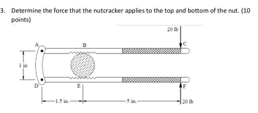 Solved 3. Determine the force that the nutcracker applies to | Chegg.com