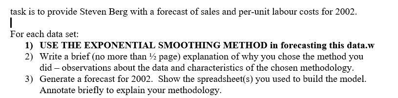 Solved Task Is To Provide Steven Berg With A Forecast Of Chegg solved-task-is-to-provide-steven-berg-with-a-forecast-of-chegg