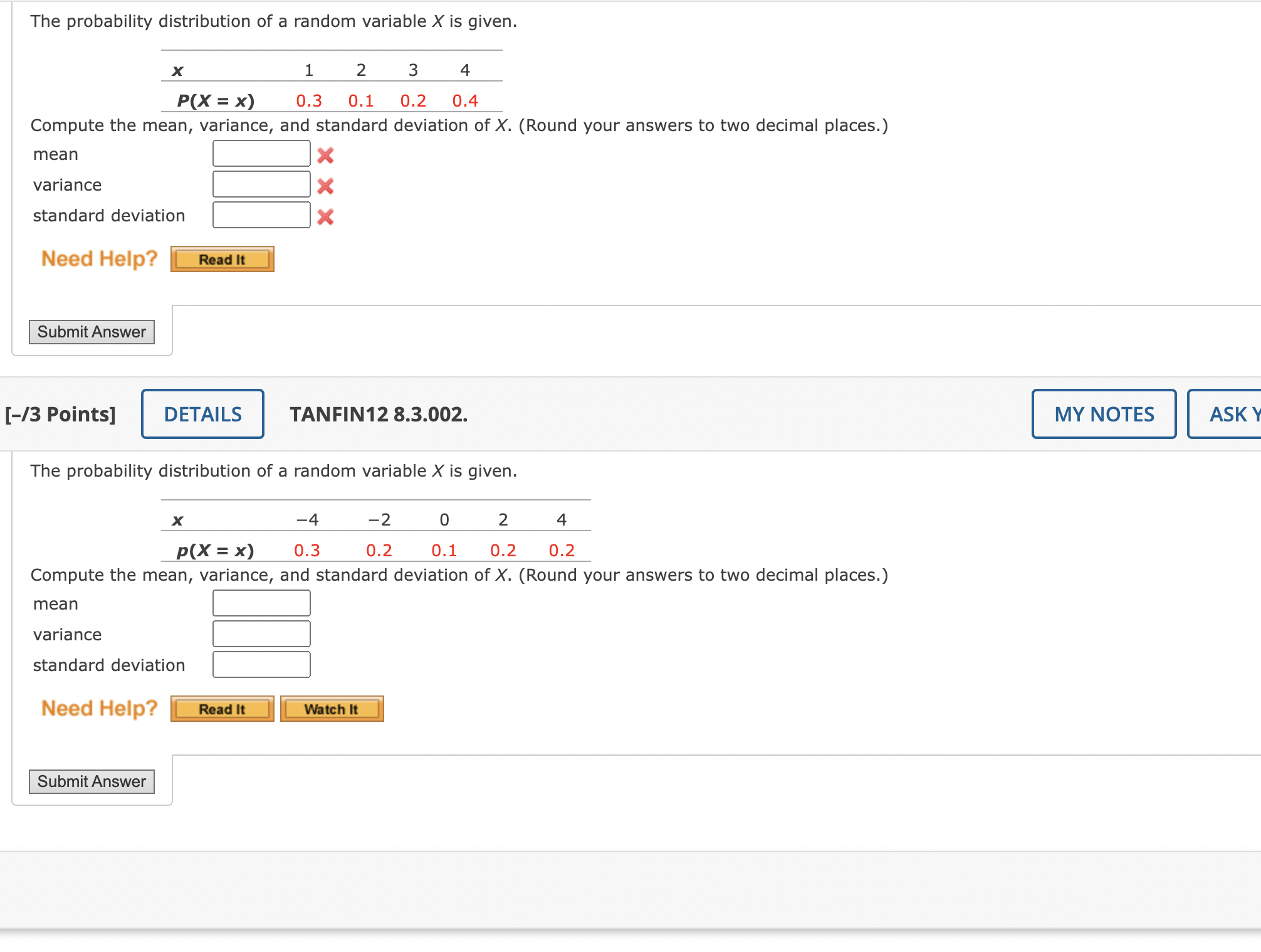 Solved The probability distribution of a random variable X | Chegg.com