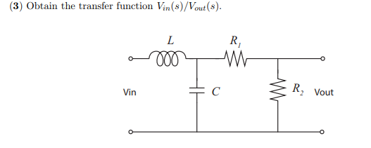 Solved 3 Obtain The Transfer Function Vinsvouts 2