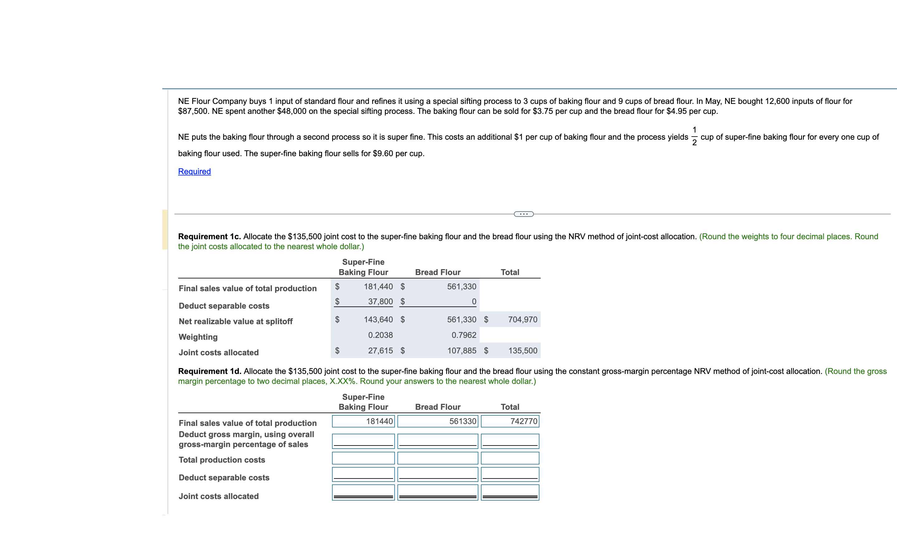 $87,500. NE spent another $48,000 on the special | Chegg.com