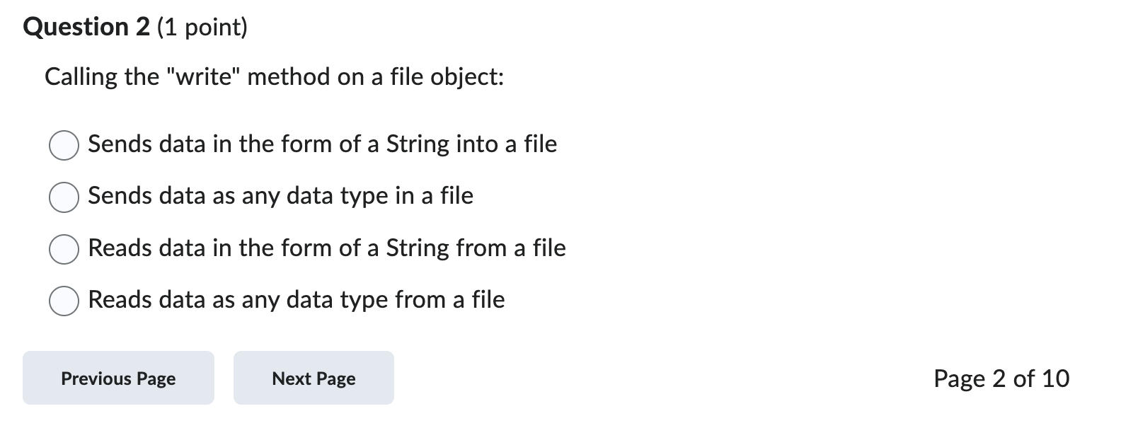 Solved Calling the "write" method on a file object: Sends | Chegg.com