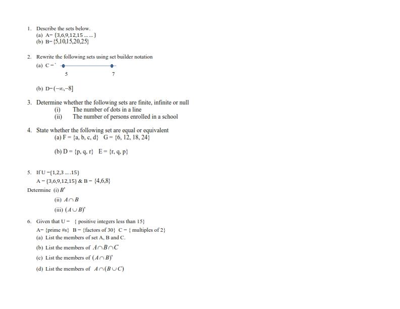 Solved 1. Describe the sets below. (a) A- | Chegg.com