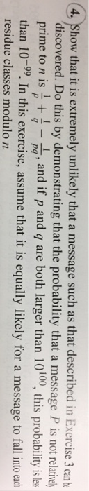 Solved 4. Show that it is extremely unlikely that a message | Chegg.com