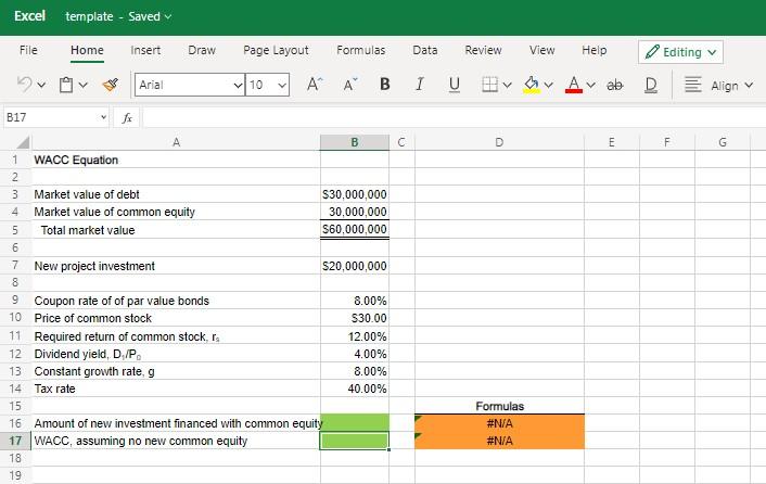 Solved Excel Online Structured Activity: WACC Estimation On | Chegg.com
