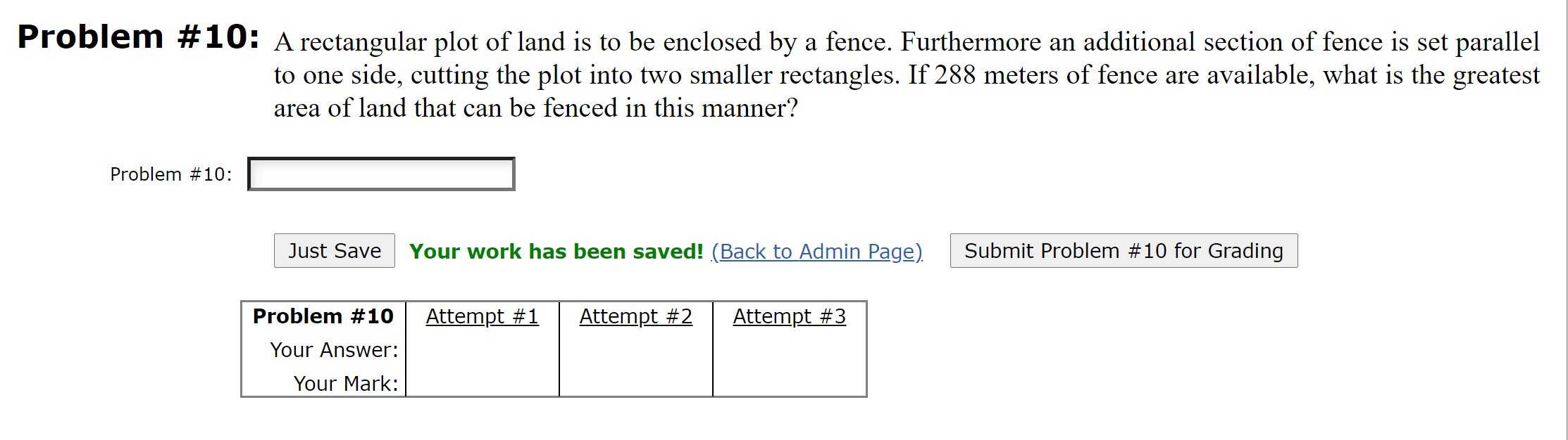 Solved Problem #10: A rectangular plot of land is to be | Chegg.com