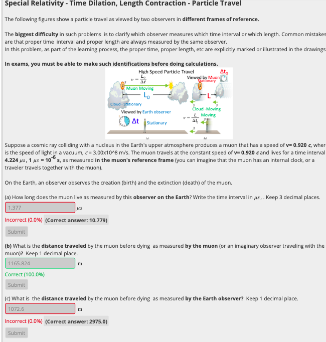 Solved Special Relativity - Time Dilation, Length | Chegg.com