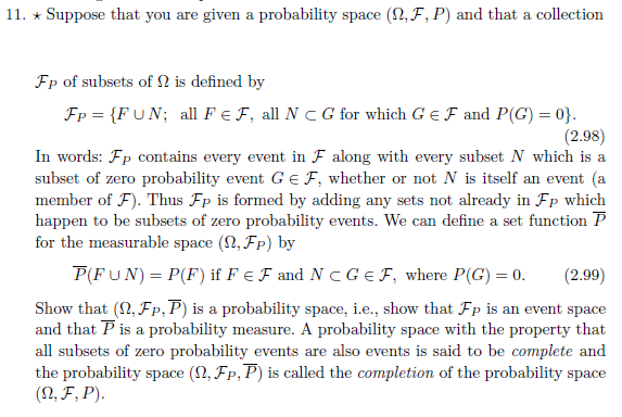 Solved · ⋆ Suppose that you are given a probability space | Chegg.com