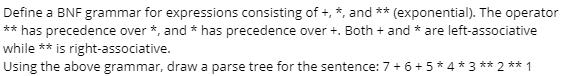 Solved Define a BNF grammar for expressions consisting of +, | Chegg.com