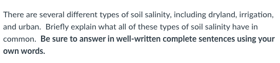 Solved There are several different types of soil salinity, | Chegg.com