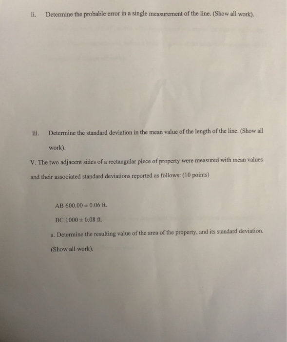 Solved ii. Determine the probable error in a single | Chegg.com