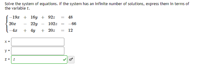Solved Solve the system of equations. If the system has an | Chegg.com