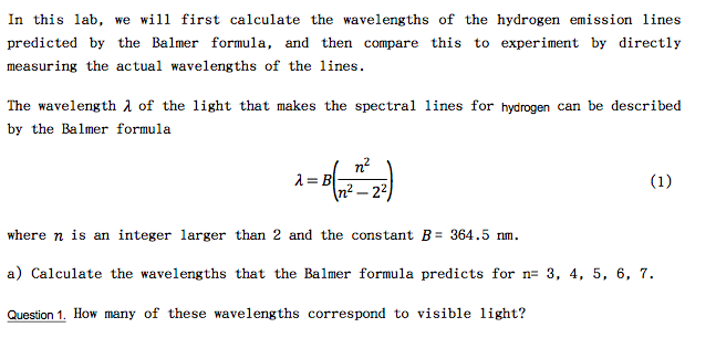 Solved In this lab, we will first calculate the wavelengths | Chegg.com