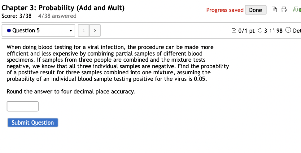 Solved Chapter 3: Probability (Add and Mult) Score: 3/38 | Chegg.com