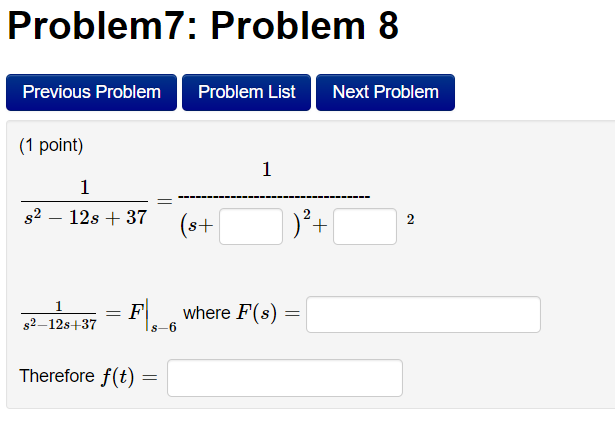Solved Problem7: Problem 8 Previous Problem (1 point) 1 8² | Chegg.com