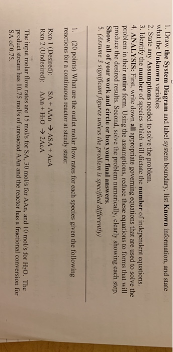 1. Draw the System Diagram and label system boundary, | Chegg.com