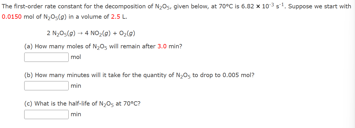 Solved The first-order rate constant for the decomposition | Chegg.com