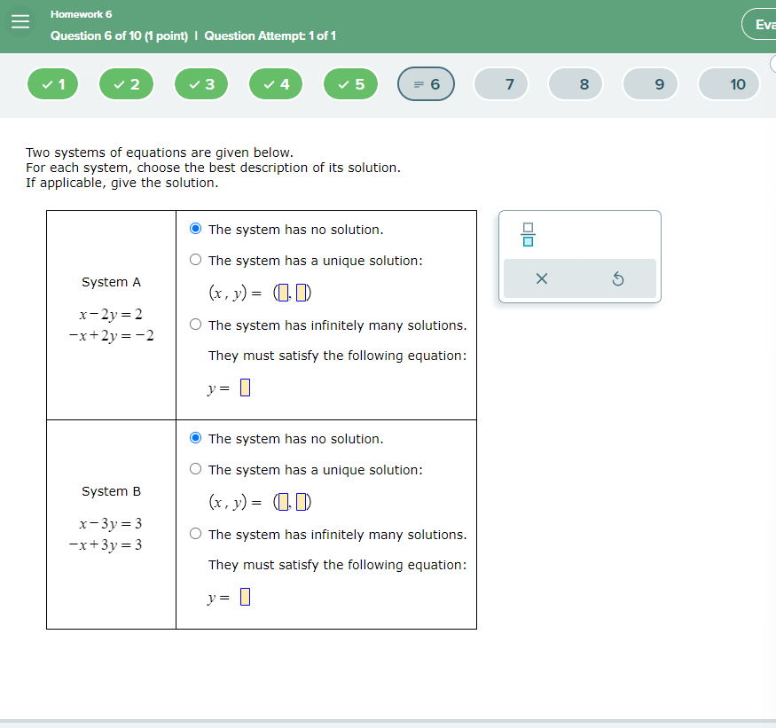 Solved Two systems of equations are given below.For each | Chegg.com