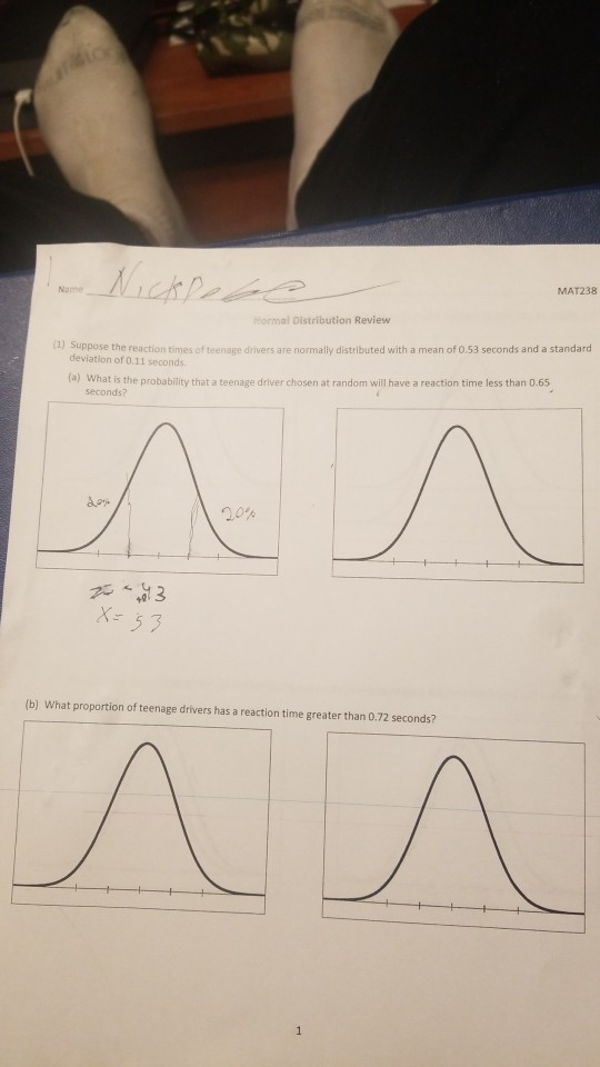 Solved Nan MAT238 ormal Distribution Review 1) Suppose the | Chegg.com
