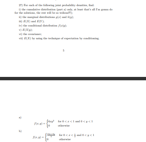 Solved 27) For each of the following joint probability | Chegg.com
